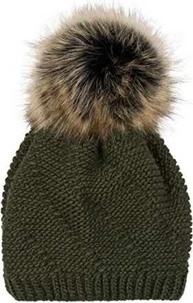 styleBREAKER Bobble Cap Unicolore Unisexe en Bonneterie Fine avec Doublure Polaire, Bobble Cap en Fourrure dhiver 04024175, Couleur:Olive