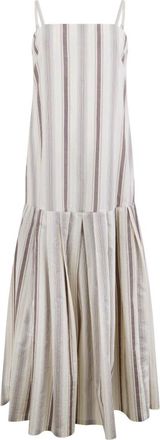 Fabiana Filippi Femme, Robes, Beige, Taille: 40 FR Longue robe &eacute;l&eacute;gante de couleur blanche avec des rayures beiges, caract&eacute;ris&eacute;e par de fines bretelles et une silhoue