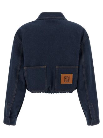 Fendi Womens Blue Cotton Denim Jacket Clothing