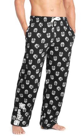 Disney The Mandalorian Schlafanzughose Herren Lang, Pyjama Herren Schlafhose (S, Schwarz/Grau)