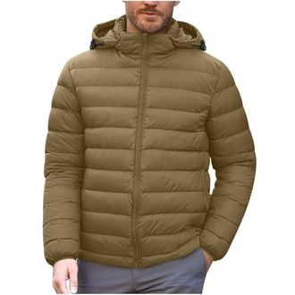 Generic Veste dhiver matelassée légère pour homme - Veste matelassée et résistante à leau - Veste bouffante à capuche avec fermeture éclair - Coupe-vent - Ves