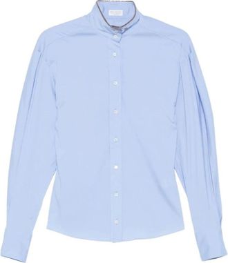 Brunello Cucinelli Chemise &agrave; manches bouffantes - Femme - Blouses et Chemises - Bleu - Taille: 40 FR