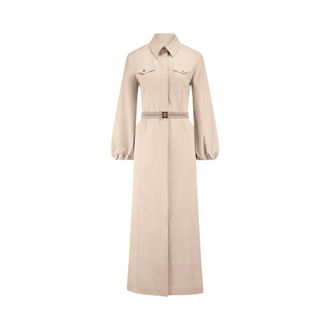 Riani Hemdblusenkleid mit elastischem G&uuml;rtel mit Schnalle - - Dresses - Damen - Beige - M