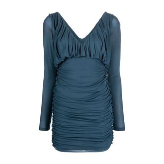 Saint Laurent V-neck Mini-Wickelkleid - - Dresses - Damen - Blau - XS