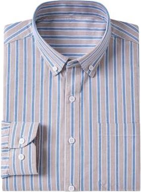 Generic Chemise Oxford classique &agrave; manches longues pour homme, coupe ajust&eacute;e, d&eacute;contract&eacute;e, unie, ray&eacute;e, boutonn&eacute;e, 806, 4XL