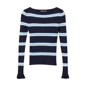 Twinset Femme, Pulls, Bleu, Taille: 38 FR Pull en Viscose Stretch C&ocirc;tel&eacute;e