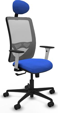 Piqueras y Crespo Telearbeitsstuhl Zulema mit wei&szlig;en und schwarzen Armlehnen, h&ouml;henverstellbarer Lendenwirbelst&uuml;tze und festem Kopfteil, ausgestattet mit Sincro 3 Posit