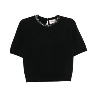 Semicouture Rundhals-Strickpullover mit Paillettenbesatz - - Knitwear - Damen - Schwarzk - S