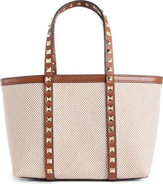 Valentino Garavani Femme, Sacs, Beige, Taille: ONE Size Mini Tote Rockstud Canvas