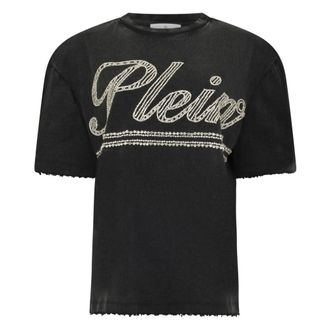 Philipp Plein Femme, Tops, Noir, Taille: 44 FR T-Shirt Strass Signature