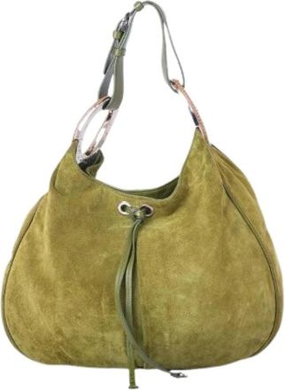Sergio Rossi Sac Hobo en Daim Pre-owned - Femme - Pre-owned - Vert - Taille: ONE Size