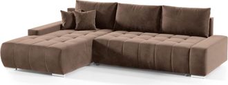 Generic FEDVE Ecksofa mit Schlaffunktion Braun - Dhaka - Praktisches Schlafsofa mit Bettkasten Links - Gem&uuml;tlich R&uuml;ckenkissen Sofa mit Bettfunktion - Sofa L F