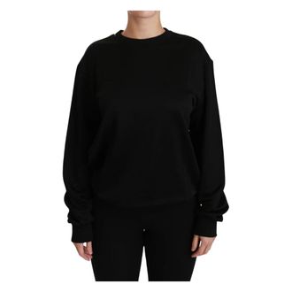 Dolce & Gabbana Femme, Sweatshirts et sweats &agrave; capuche, Noir, Taille: 38 FR &Eacute;l&eacute;gant pull noir en coton