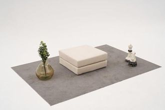 Atelier Del Sofa Elegant Cream Pouffe, 95 x 95 x 43 cm | 100% Chenille Fabric, 28 DNS Foam for Comfort | Eco-Friendly Design, Perfect for Modern Living Spaces