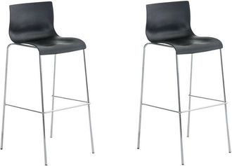 Clp 2er Set Barhocker hover Kunststoff 4-Fu&szlig; Gestell schwarz chrom