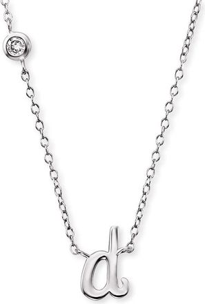 Engelsrufer Halskette aus Sterling Silber mit Anhänger Buchstabe D - besetzt mit einem Zirkonia Stein - in zwei Längen verstellbar - Länge: 44cm