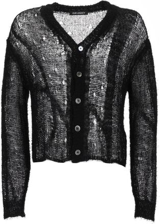 Our Legacy Traforato Linen Cotton Nylon Cardigan - Black