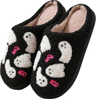 Minetom Chaussons Hommes Femmes Halloween Pantoufles Peluche Maison Mémoire Mousse Bois Automne Hiver Intérieur/Extérieur B Style 04 39/40 EU
