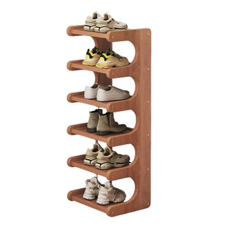 Generic Schmales Bambus-Schuhregal - 6-lagige Hocheingang Lagerung für kleine Räume Haustür und Schlafsaal - stilvolles mehrschichtiges Regal für Schuhe und A
