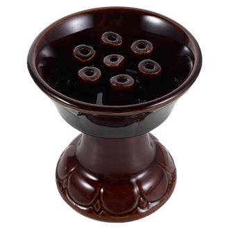 Cabilock Keramik &Ouml;llampe mit Fu&szlig; 11cm Handgefertigter Butterkerzenhalter f&uuml;r Diwali Puja Vintage Teelichthalter f&uuml;r Meditation und Altarbeleuchtung