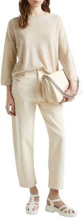 Benetton Maglia G/C M/L 105gd105u Sweater, Blanc, L Femme