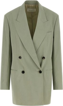 Dries Van Noten Femme, Vestes, Vert, Taille: 36 FR Bliss Blazer crois&eacute; en coton