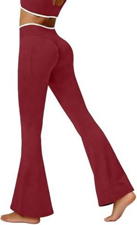 Generic Legging de yoga avec design contrast&eacute;, jambes &eacute;vas&eacute;es et taille pour femme, extensible, confortable et sportif. Pantalon de fitness pour femme 7/8, ro