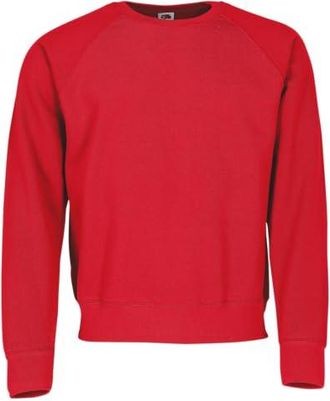 Fruit Of The Loom Sweat classique raglan - Couleur : rouge - Avec sac en tissu MyShirt - Taille : XL, rouge + sac en tissu Myshirt gratuit, XL