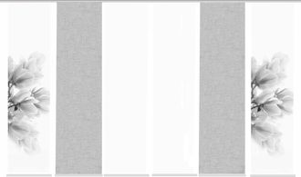 Home Wohnideen 084656 Schiebewand KESSI Seidenoptik, Digitaldruck mit Zubeh&ouml;r 245x60, Farbe:grau, Gr&ouml;&szlig;e:245 x 60 cm, Anzahl:6er Set (4X Bedruckt. 2X Uni)