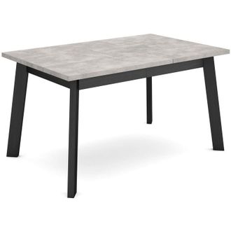Skraut Home Skraut Home - Table &agrave; manger, Meuble Salle &agrave; Manger, 140, Pour 6 personnes, Pieds en bois, Style moderne, Gris Ciment