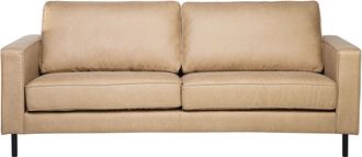 Beliani Sofa 3-Sitzer Lederoptik modernes Ledersofa in Beige Couchsofa Savalen