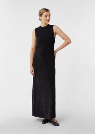 Comma Maxikleid Kleid &Auml;rmelloses Jersey-Kleid mit Glitzergarn