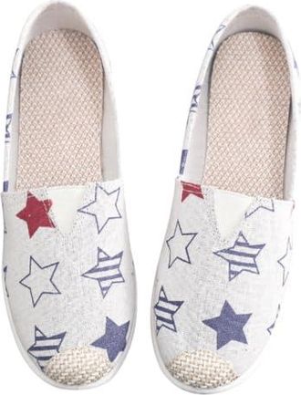 Minetom Espadrilles Femmes Filles &Eacute;t&eacute; Chaussures en Toile Casual Imprim&eacute; Confortable Pantoufles Chaussures Plates A Bleu 40 EU