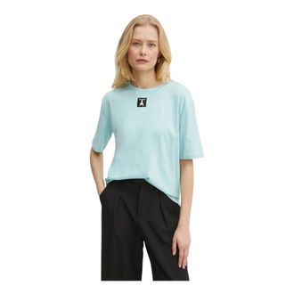 Patrizia Pepe T-Shirt mit Logo-Patch - - Tops - Damen - Blau - M