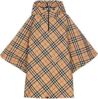 Burberry Femme, Manteaux, Beige, Taille: 36/38 FR Check Print Hooded Poncho