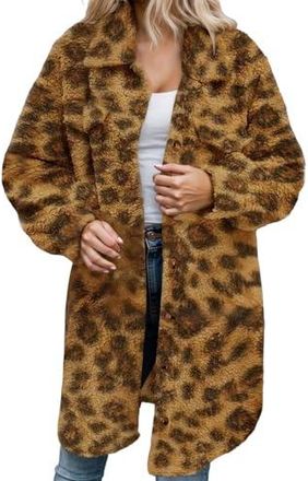 Generic Vestes longues en polaire pour femmes, cardigan ouvert sur le devant, veste cardigan douce et chaude, v&ecirc;tements dext&eacute;rieur pour femme, coupe ample, st