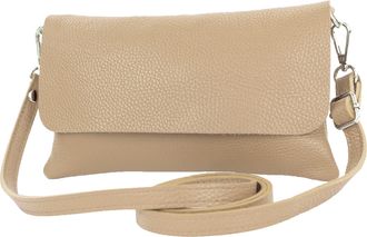 modamoda.de T226 - ital. Leder Clutch Umh&auml;ngetasche Klein Small, Farbe:Taupe