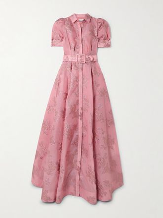 Rebecca Vallance Annette Robe Aus Metallic-brokat Mit G&uuml;rtel - Pink