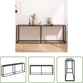 vidaXL vidaXL Stahl Tisch - Konsolentisch Schwarz 200x35x75,5 cm Hartglas
