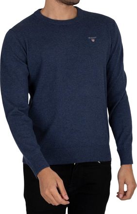 GANT Gant Herren Classic Cotton C-Neck Pullover, Dark Jeansblue Melange, 5XL
