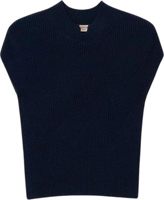 Twinset Femme, Pulls, Bleu, Taille: 38 FR Pull côtelé en viscose stretch