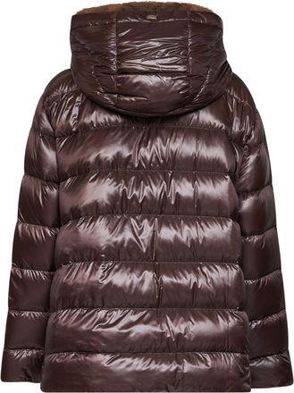 Herno Ultralight Nylon with Faux-Fur Hood Down Jacket - Brown