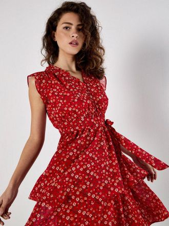 Apricot Minikleid Gebl&uuml;mtes Mini-Kleid (2-tlg) aus Chiffon