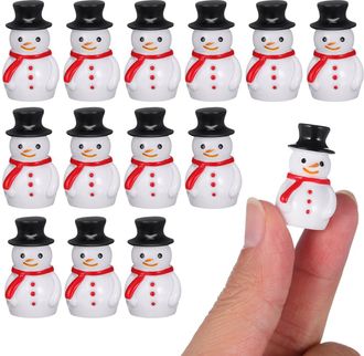 DOITOOL Weihnachtsfiguren Klein, Weihnachts-Bastelarbeiten 30 Mini-Harz-Schneemann-Anh&auml;nger Mit Schwarzer Kappe Anh&auml;nger Verzierungen DIY-Weihnachtsperlen Orn
