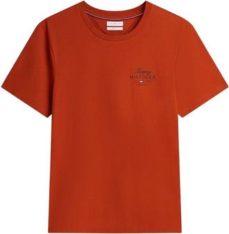 Tommy Hilfiger Logo Jersey Crew Neck T-Shirt - - Tops - Herren - Orange - XS