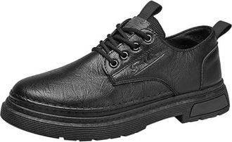 Generic Chaussures en cuir &agrave; lacets pour homme - Bout uni - Talon bloc - Antid&eacute;rapantes - Chaussures tendance avec sangle r&eacute;glable - Pour le bureau et les loi