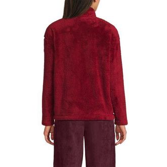 Lands End Pl&uuml;schfleece-Pullover mit Rei&szlig;verschluss, Damen, Gr&ouml;&szlig;e:36-38 petite, Rot, Polyester, by Lands End