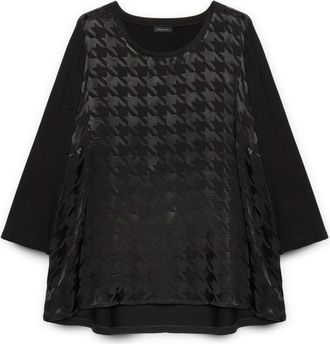 Fiorella Rubino Femme, Tops, Noir, Taille: 44 FR T-shirt bicolore &agrave; motif pied-de-poule