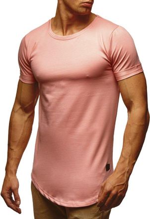 LEIF NELSON T-Shirt Herren Sommer Rundhals-Ausschnitt (Rosa, Größe XXL), Regular Fit Herren-T-Shirt 100% Baumwolle, Basic Männer T-Shirt Kurzarm