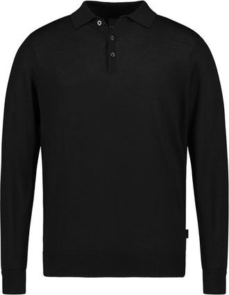 Bugatti Herren Pullover schwarz Merinowolle unifarben